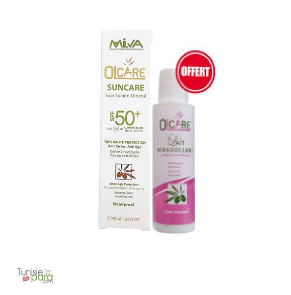 milva olcare ecran solair mineral FPS 50 Teinté + lait démaquillant 100 ...