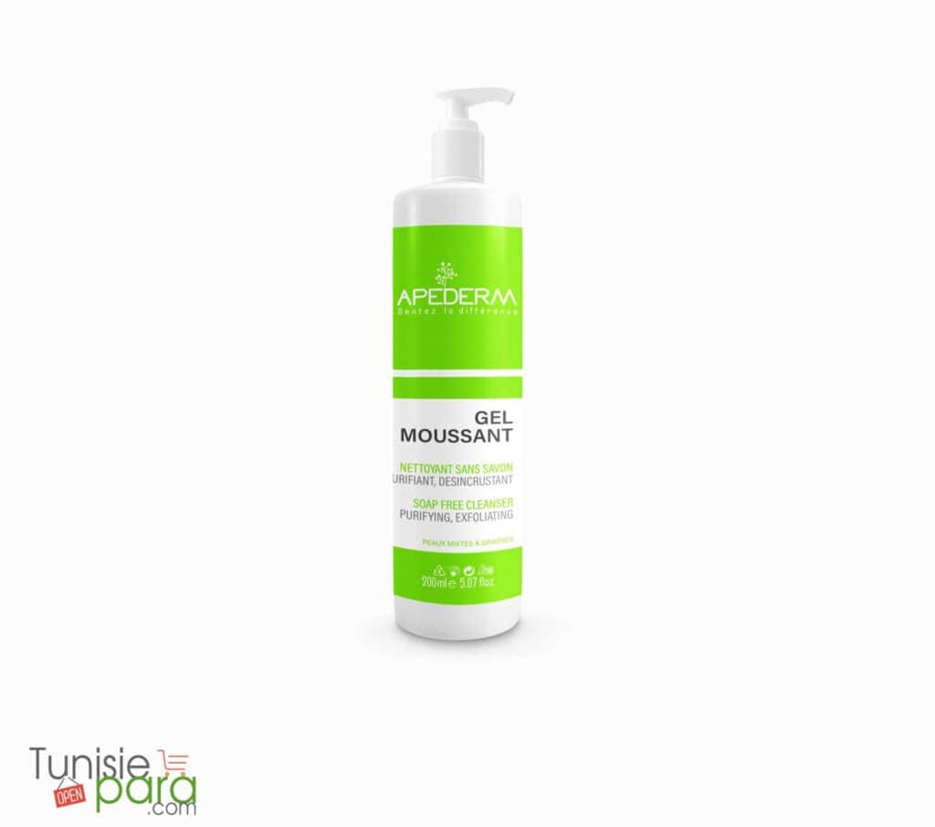 APEDERM gel moussant peau mixte a grasse 250ml - Tunisiepara