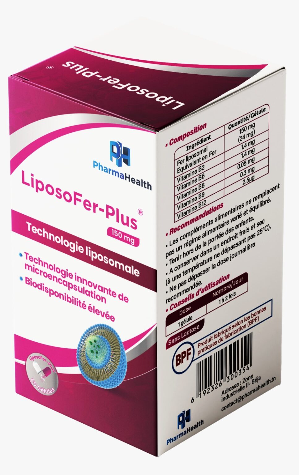 PharmaHealth LiposoFer Plus 60 gélules - Tunisiepara
